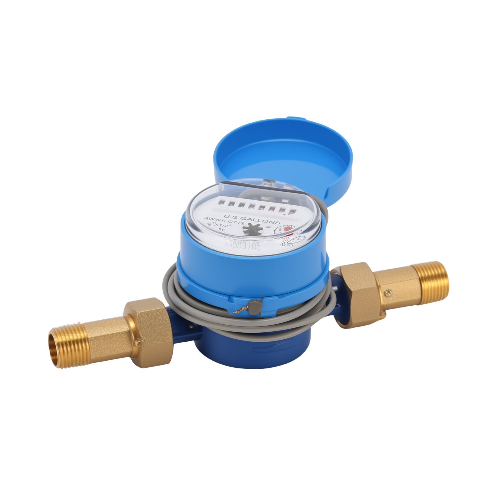 MEASUREMAN DN-15 1/2" Single-Jet Water Meter with Pulse Output Brass B ...