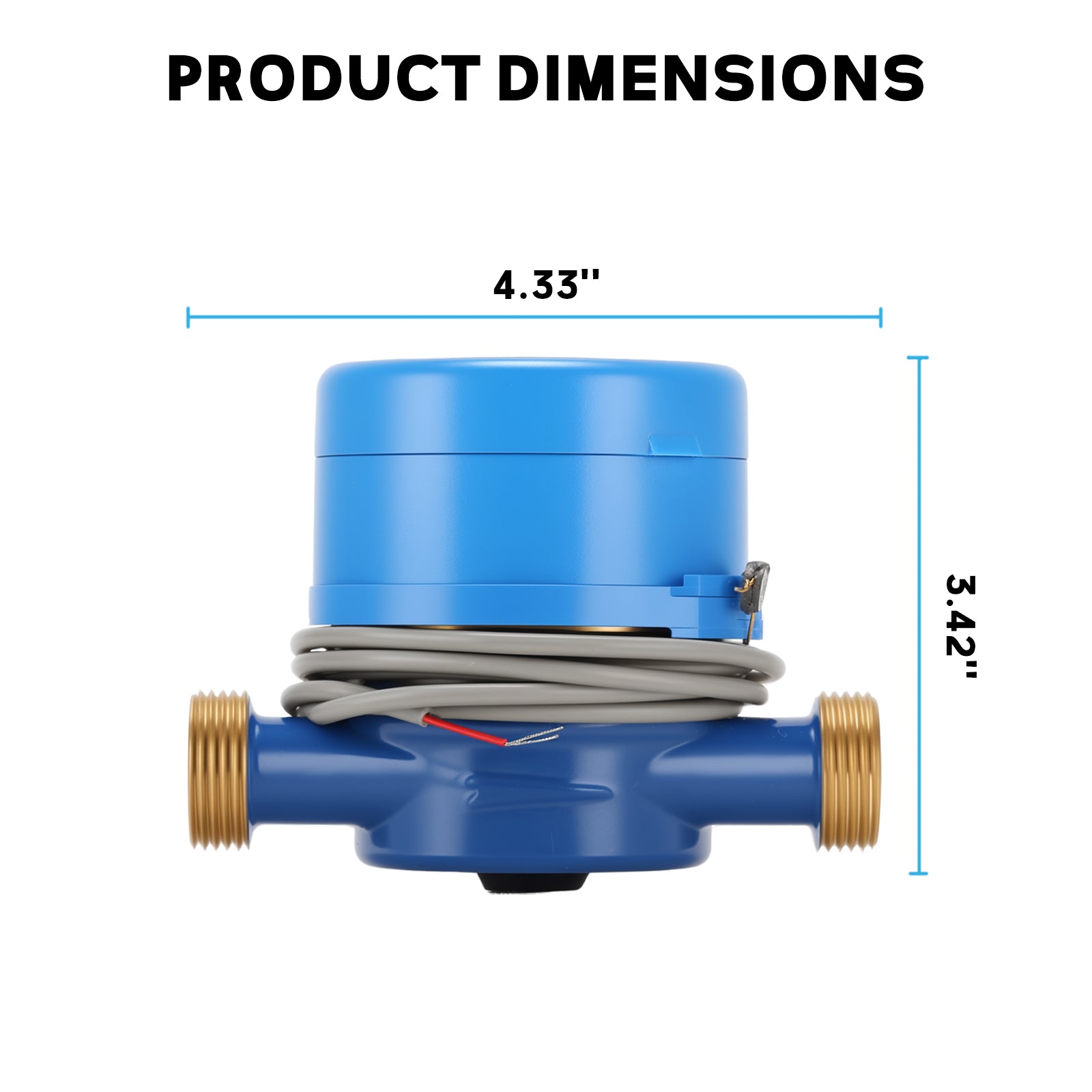 MEASUREMAN DN-15 1/2" Single-Jet Water Meter with Pulse Output Brass B ...