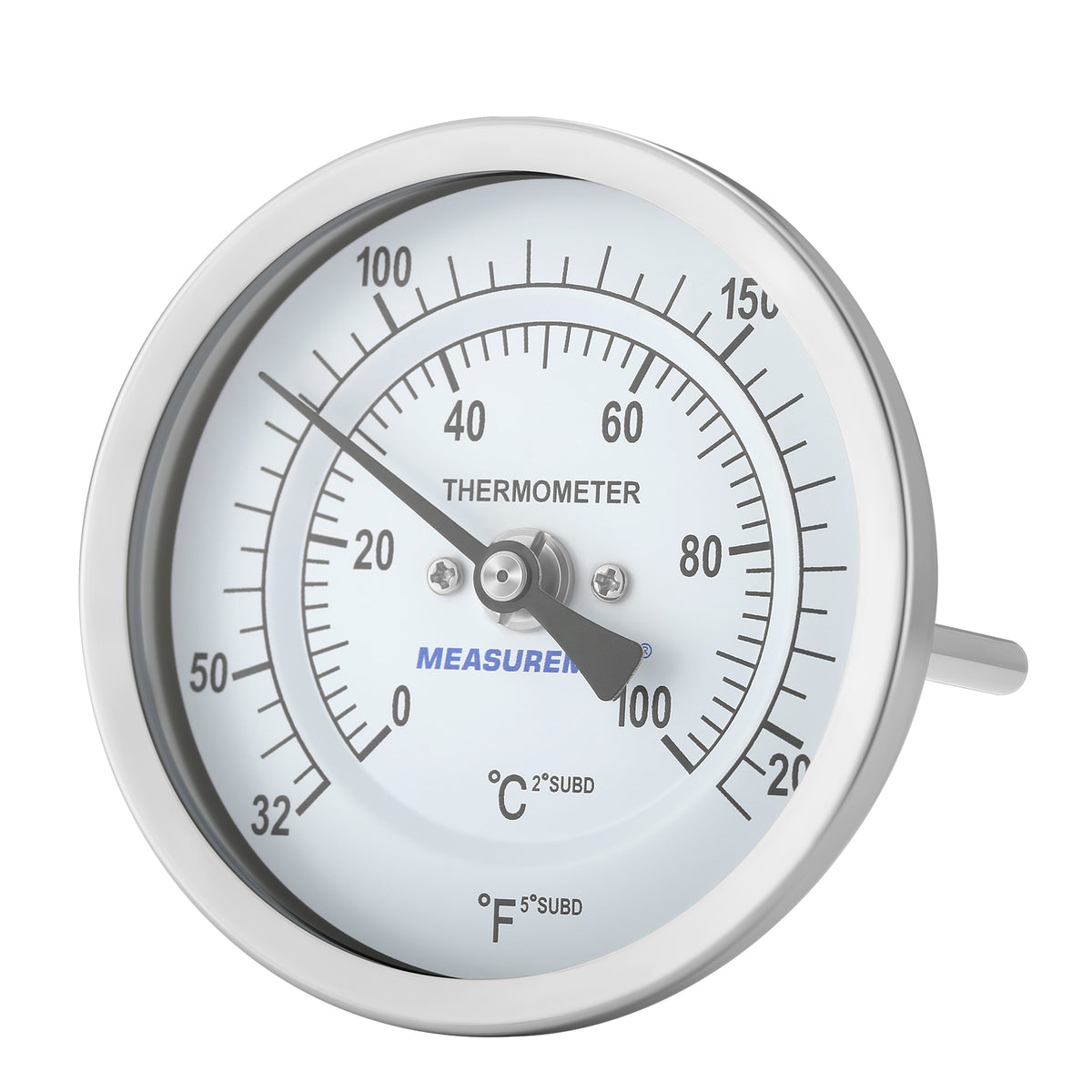 MEASUREMAN Hot Water Thermometer, 3" Dial, 2" Lead-Free Brass Stem, 32 ...