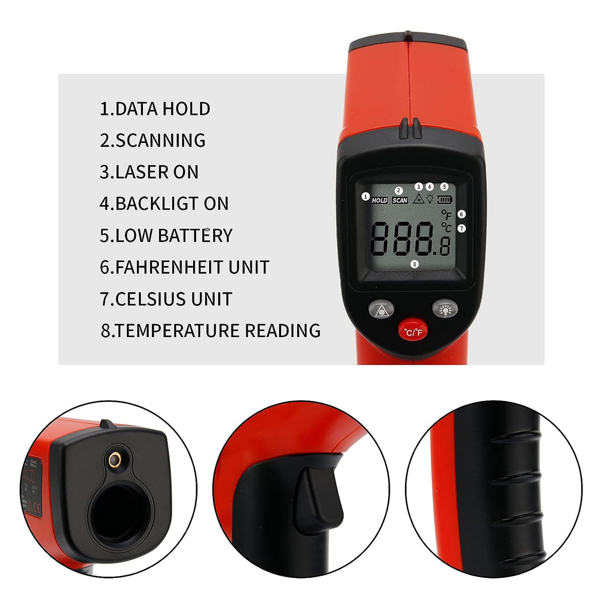 MEASUREMAN Infrared Thermometer (Not for Human),Standard Size Temperat ...