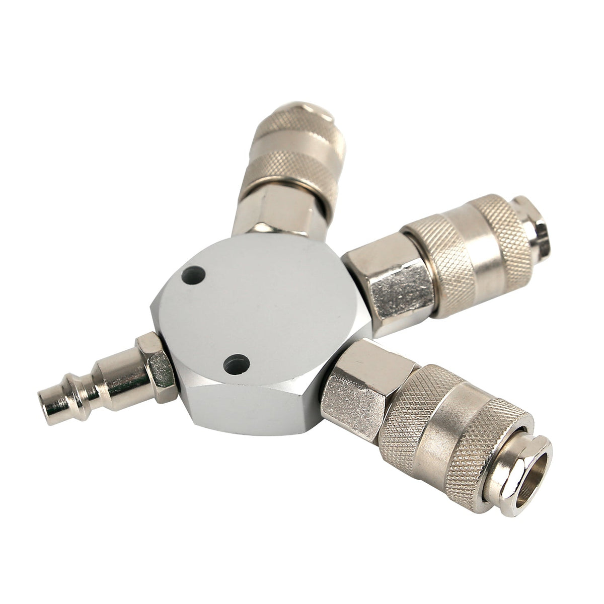 3-Way 1/4" Universal Steel Air Manifold with Quick Connect Couplers Ai ...