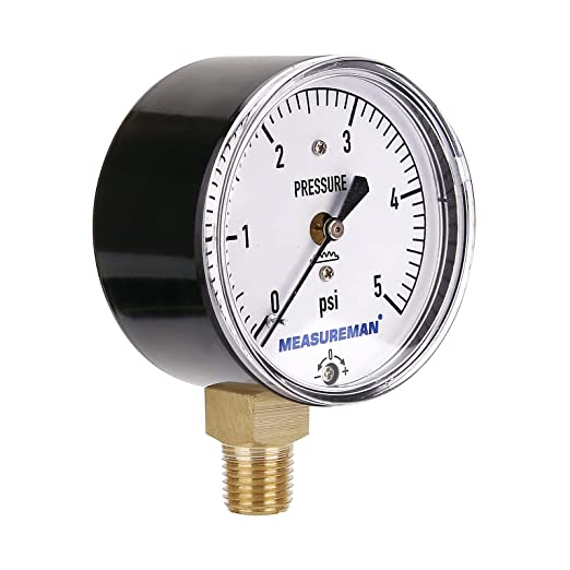 MEASUREMAN Diaphragm Type Capsule Low Pressure Gauge, 2-1/2" Dial, 1/4 ...